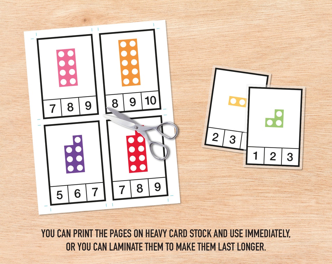 Printable Numicon Peg It Cards & Basic Flashcards numbers | Etsy