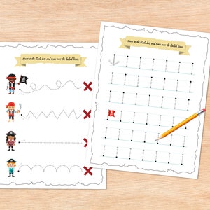 Pirate Handwriting Practice, 8 Printable Tracing Worksheets, Preschool ...