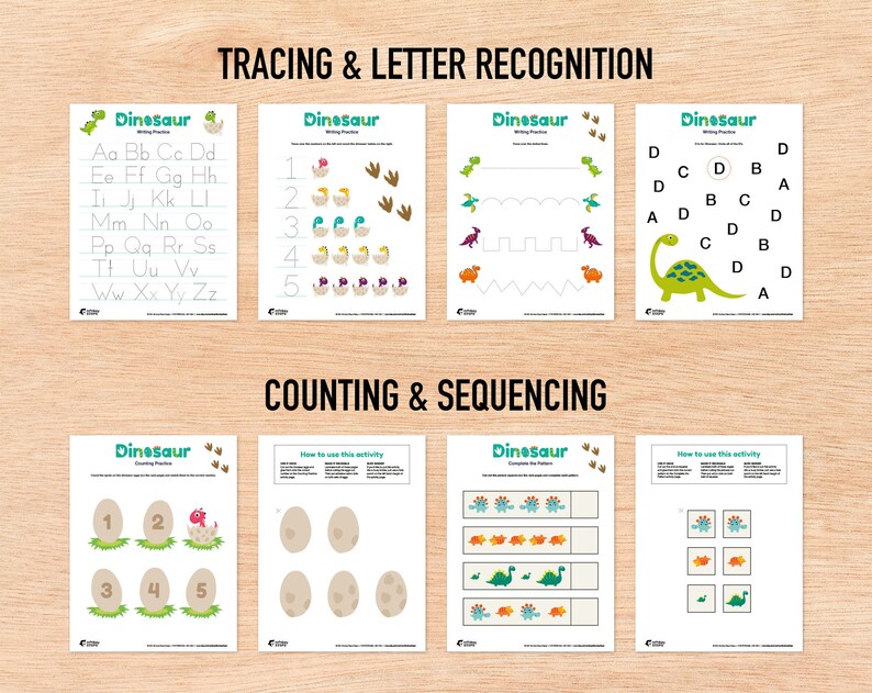Dinosaur Themed Printable Learning Packet, 20 Preschool Worksheets ...