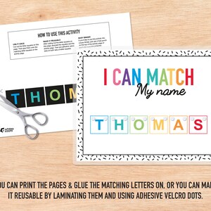 Editable Name Matching Activity (6 Letter Name): Early Learning ...