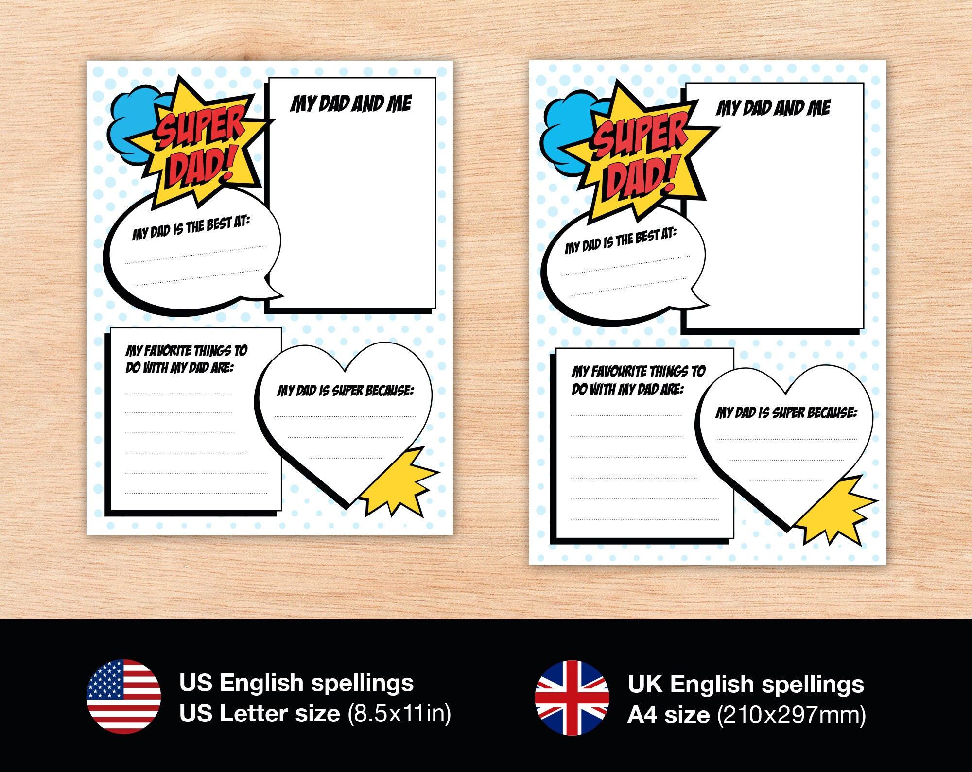 All About Super Dad Printable, Happy Fathers Day, Kids Activity Page ...