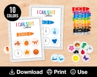 Color Sorting Matching Activity, Toddler Busy Book, Colour Sorting ...