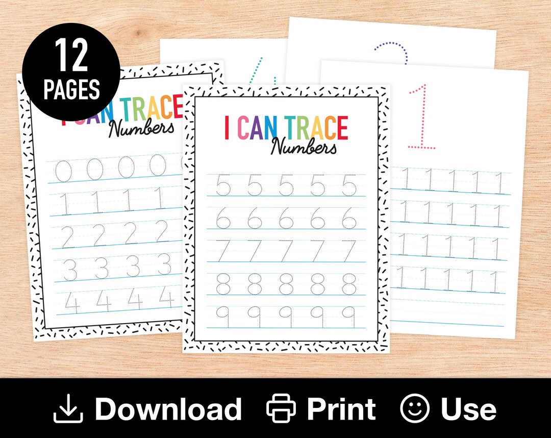 12 Printable Tracing Worksheets Numbers 0-9, Homeschool Writing ...