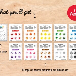 10 Color Sorting Activity, Printable Toddler Busy Binder, Matching ...