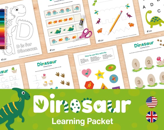 Dinosaur Themed Printable Learning Packet 20 Preschool | Etsy