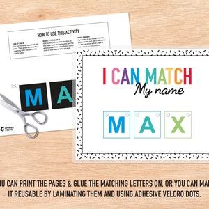 Editable Name Matching Activity (3 Letter Name): Early Learning ...