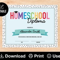 Editable 1st Grade Diploma, Printable Certificate for Class, End of ...