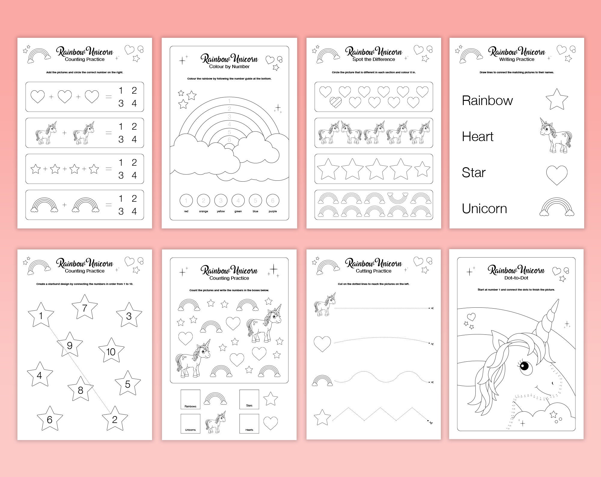 25 Unicorn Preschool Worksheets and Activities for Busy - Etsy