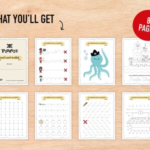 Pirate Handwriting Practice, 8 Printable Tracing Worksheets, Preschool ...