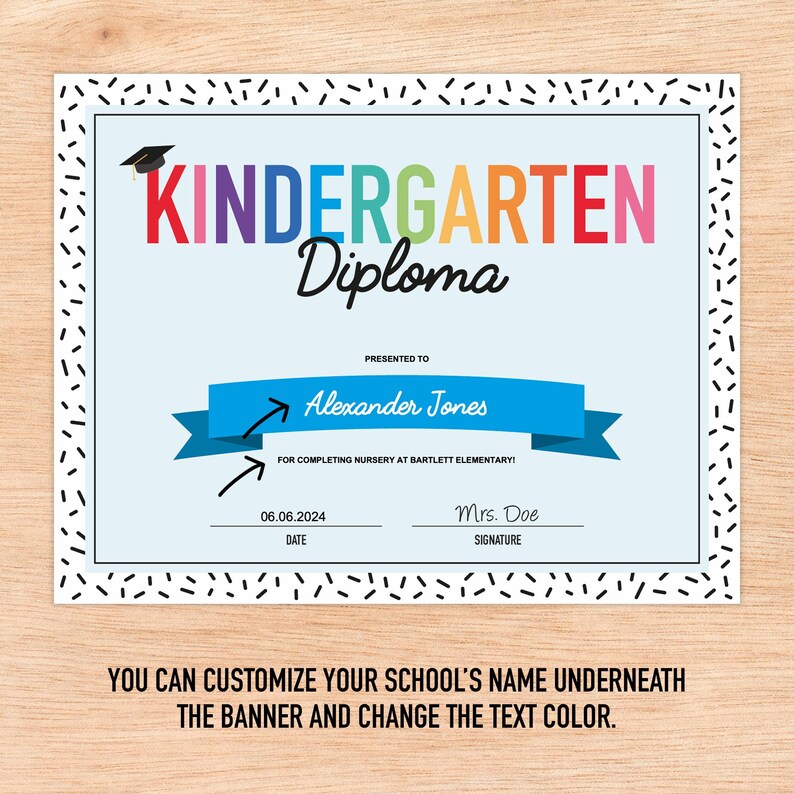 Editable Kindergarten Diploma (powerpoint), Printable Graduation ...