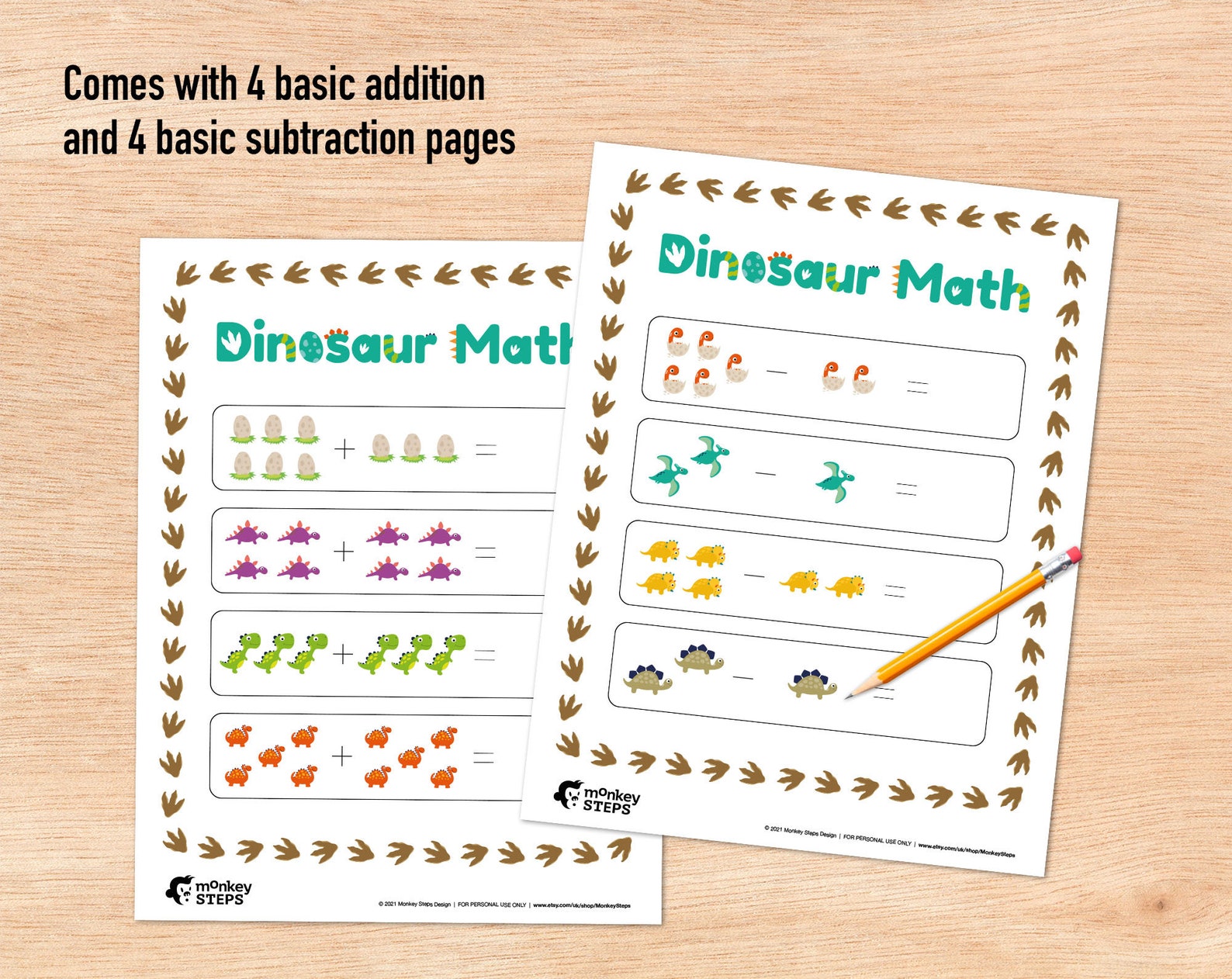 Dinosaur Math Worksheets, Kindergarten & Preschool Printables, Basic ...