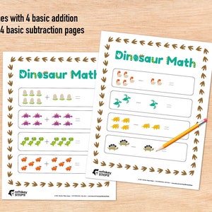 Dinosaur Math Worksheets, Kindergarten & Preschool Printables, Basic ...