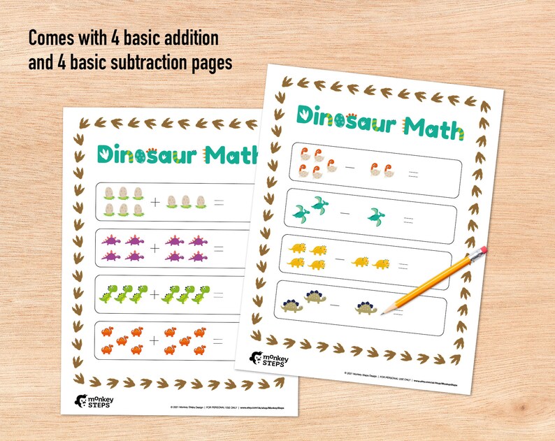 Dinosaur Math Worksheets, Kindergarten & Preschool Printables, Basic ...
