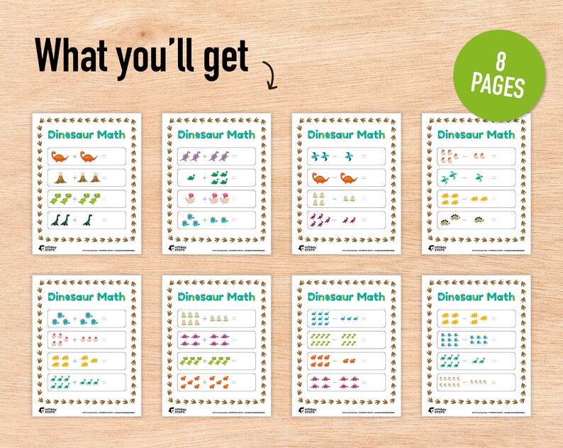 Dinosaur Math Worksheets, Kindergarten & Preschool Printables, Basic ...