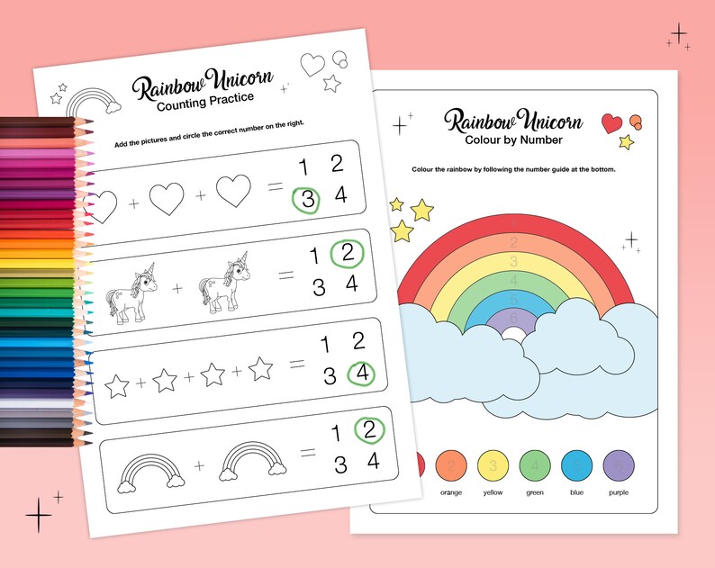 25 Unicorn Preschool Worksheets and Activities for Busy Binder, Pre-k ...