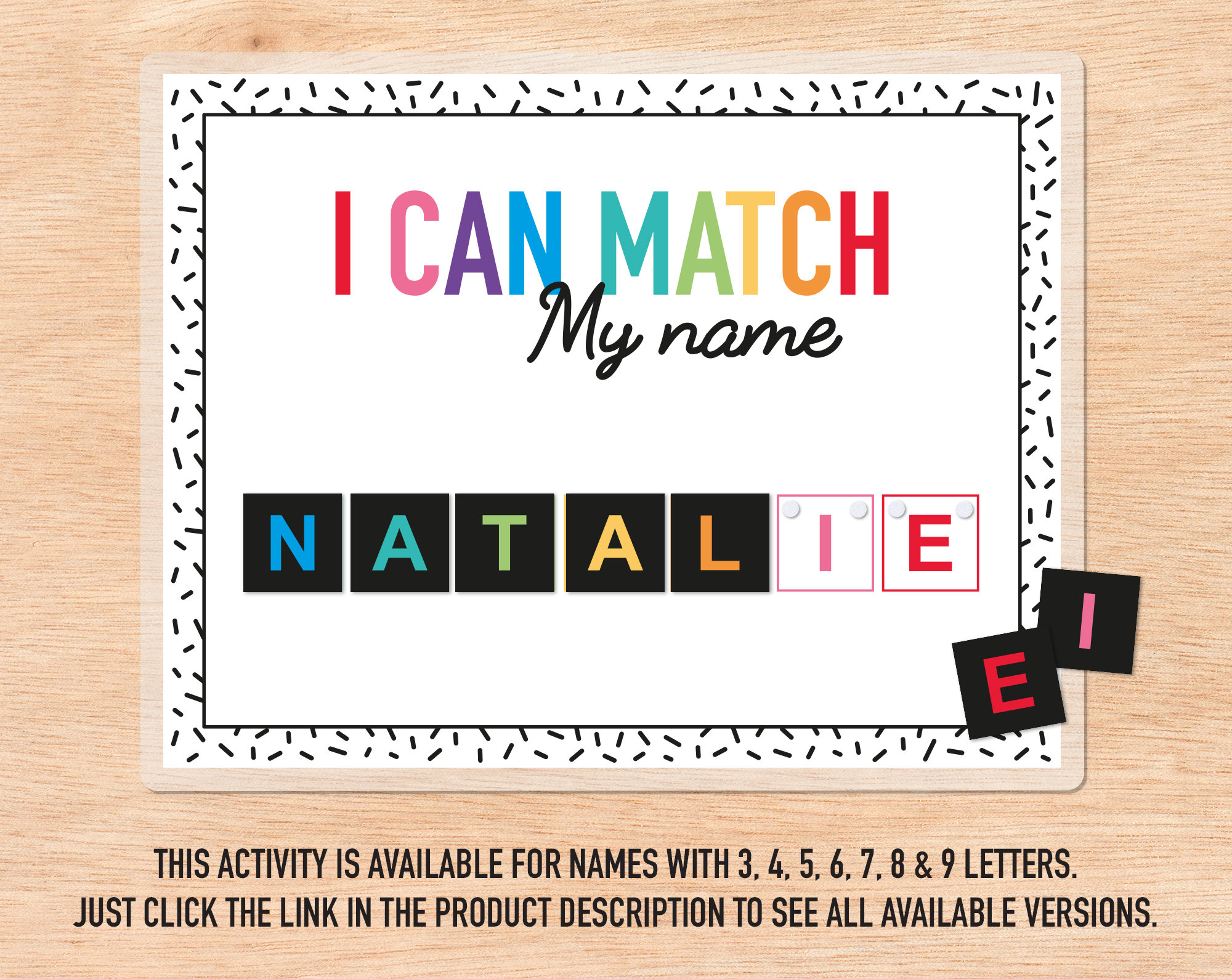 Editable Name Matching Activity 9 Letter Name I Can Spell - Etsy Australia