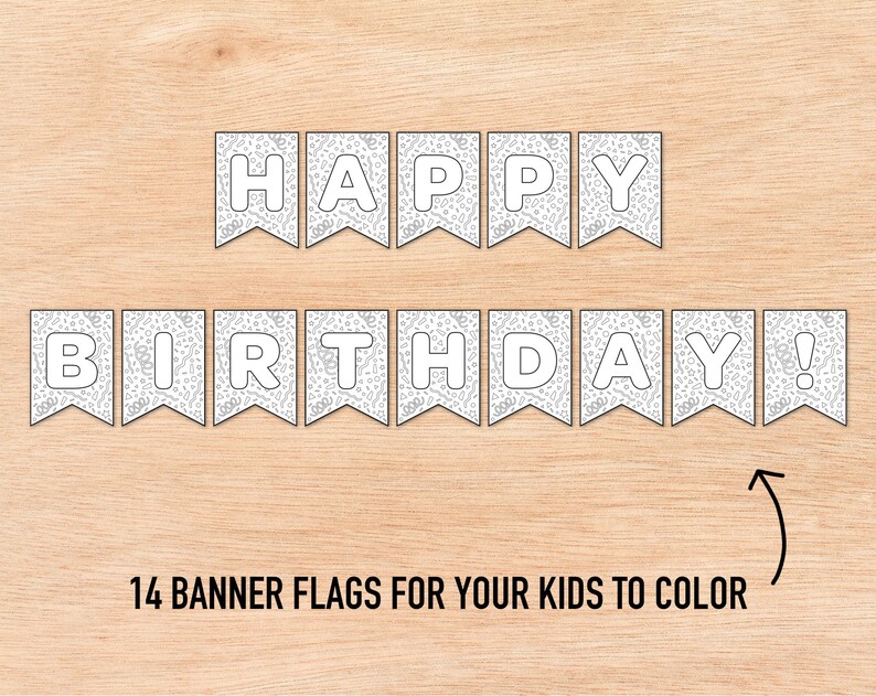 Happy Birthday Printable Coloring Banner Kids' Creative - Etsy
