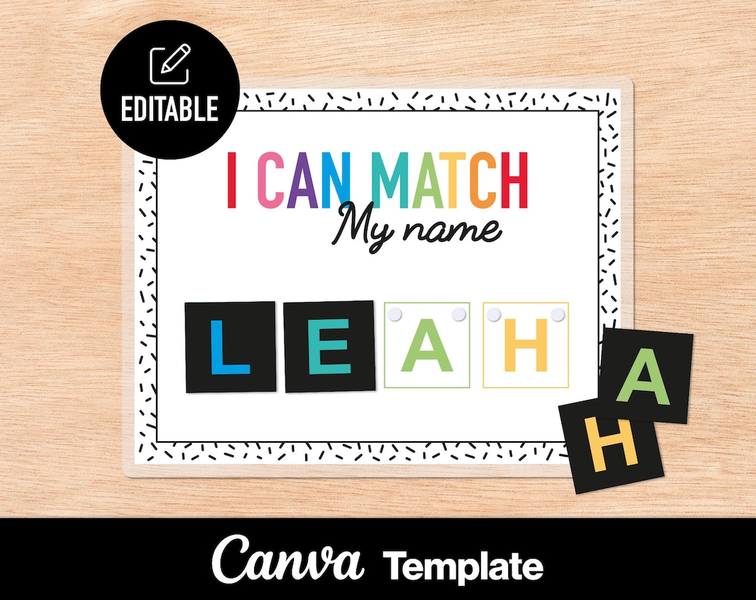 Editable Canva Template: Name Matching Activity Bundle (for 3-10 Letter ...