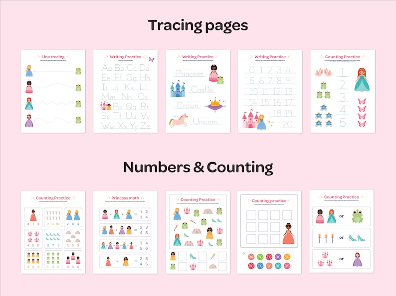 Princess Themed Printable Learning Packet for Preschool & Kindergarten ...