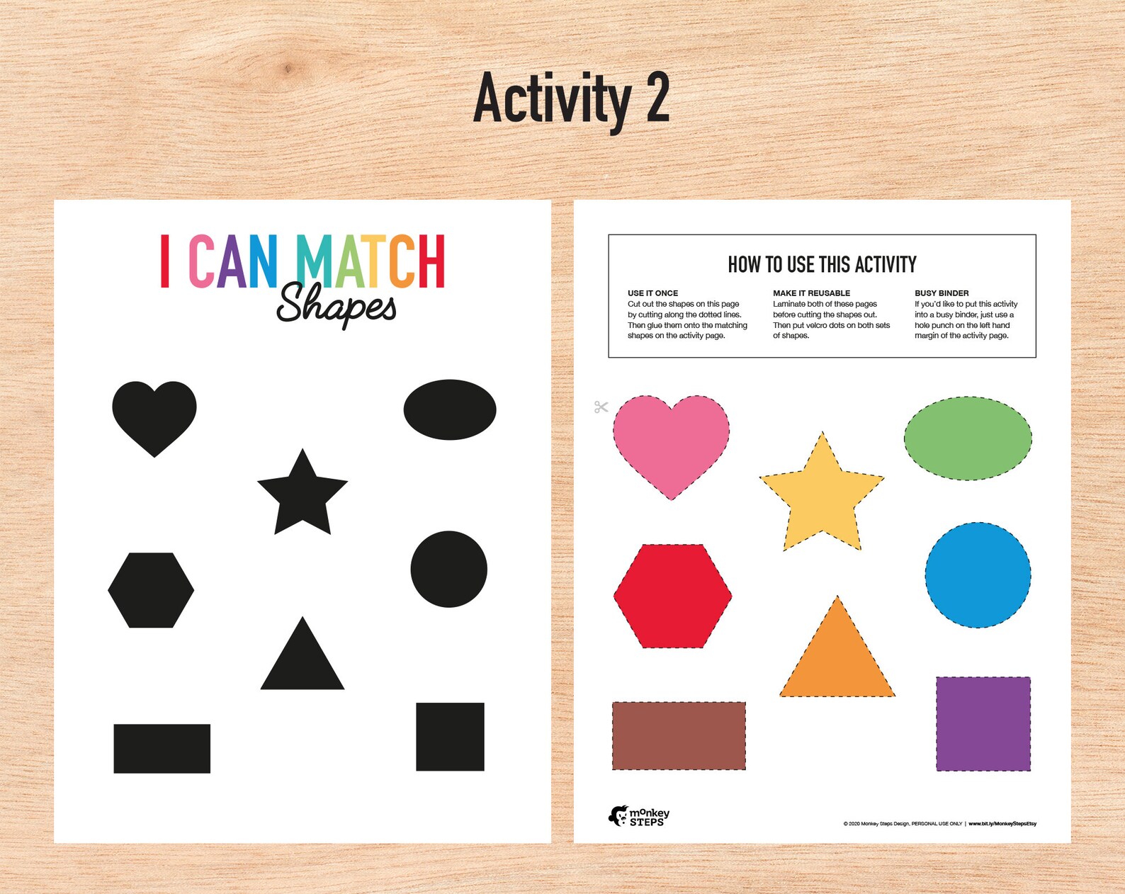 2 Printable Matching Activities Colors & Shapes, Toddler Busy Binder ...