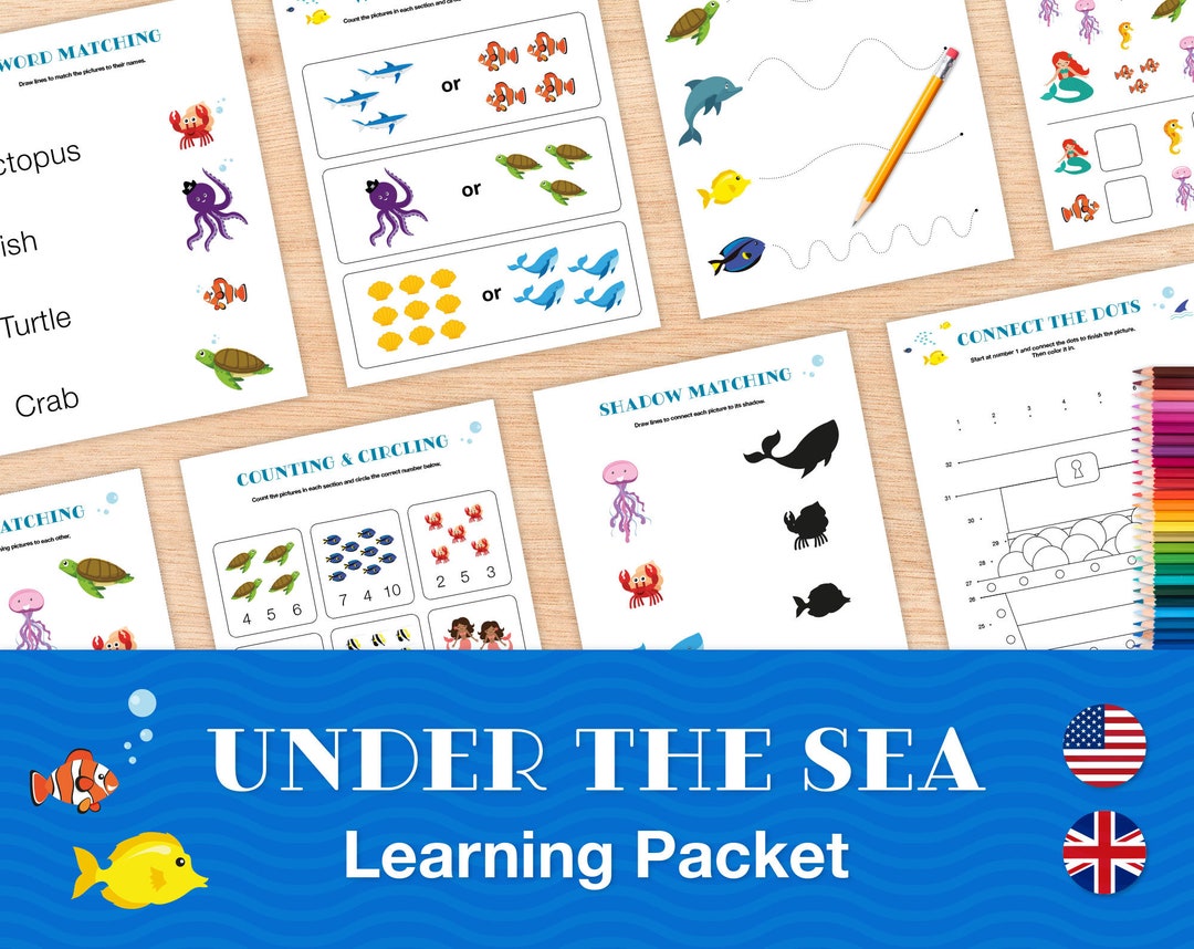 Under the Sea Learning Packet: Preschool Kindergarten Worksheets ...