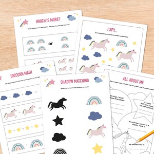 Unicorn Learning Packet (30 Pages): Worksheets and Activities for Early ...