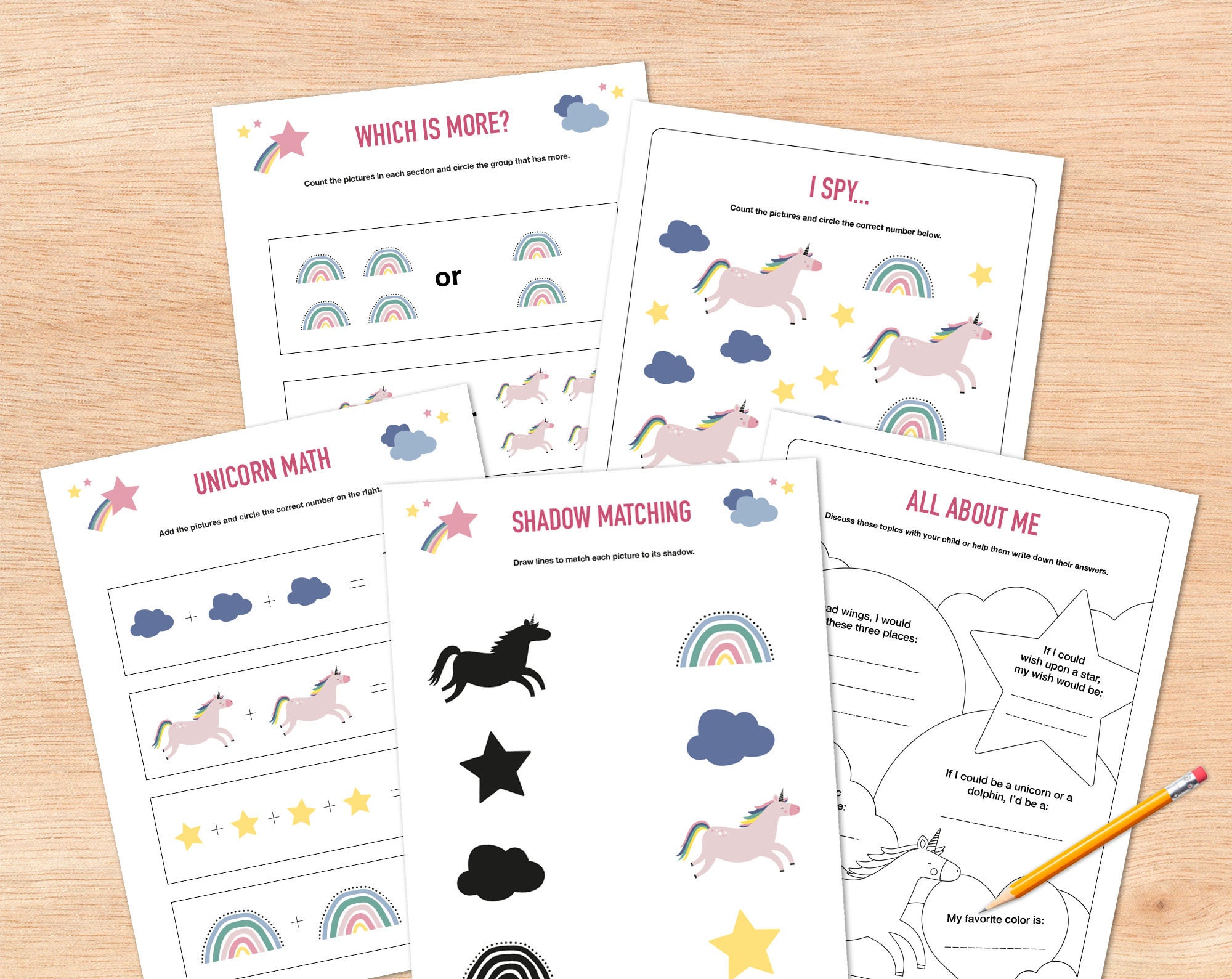 Unicorn Learning Packet (30 Pages): Worksheets and Activities for Early ...