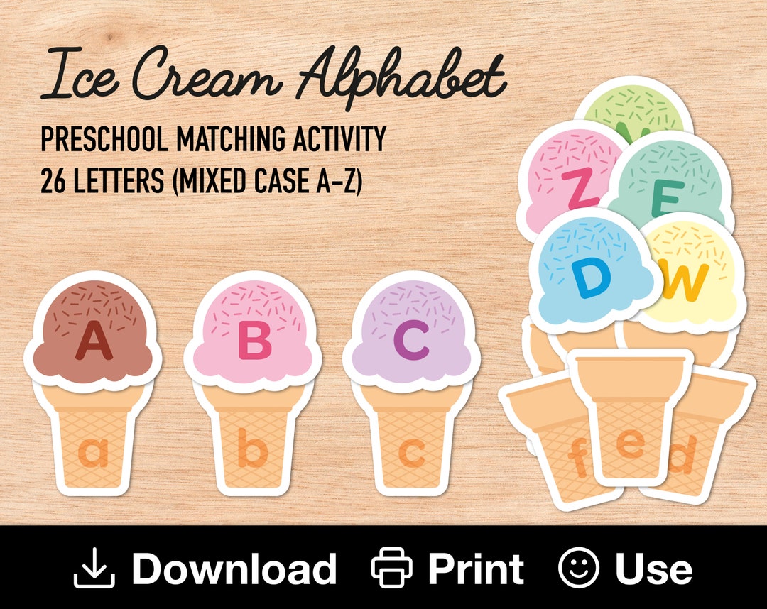 Ice Cream Alphabet (mixed Case), Learn 26 Uppercase & Lowercase Letters ...