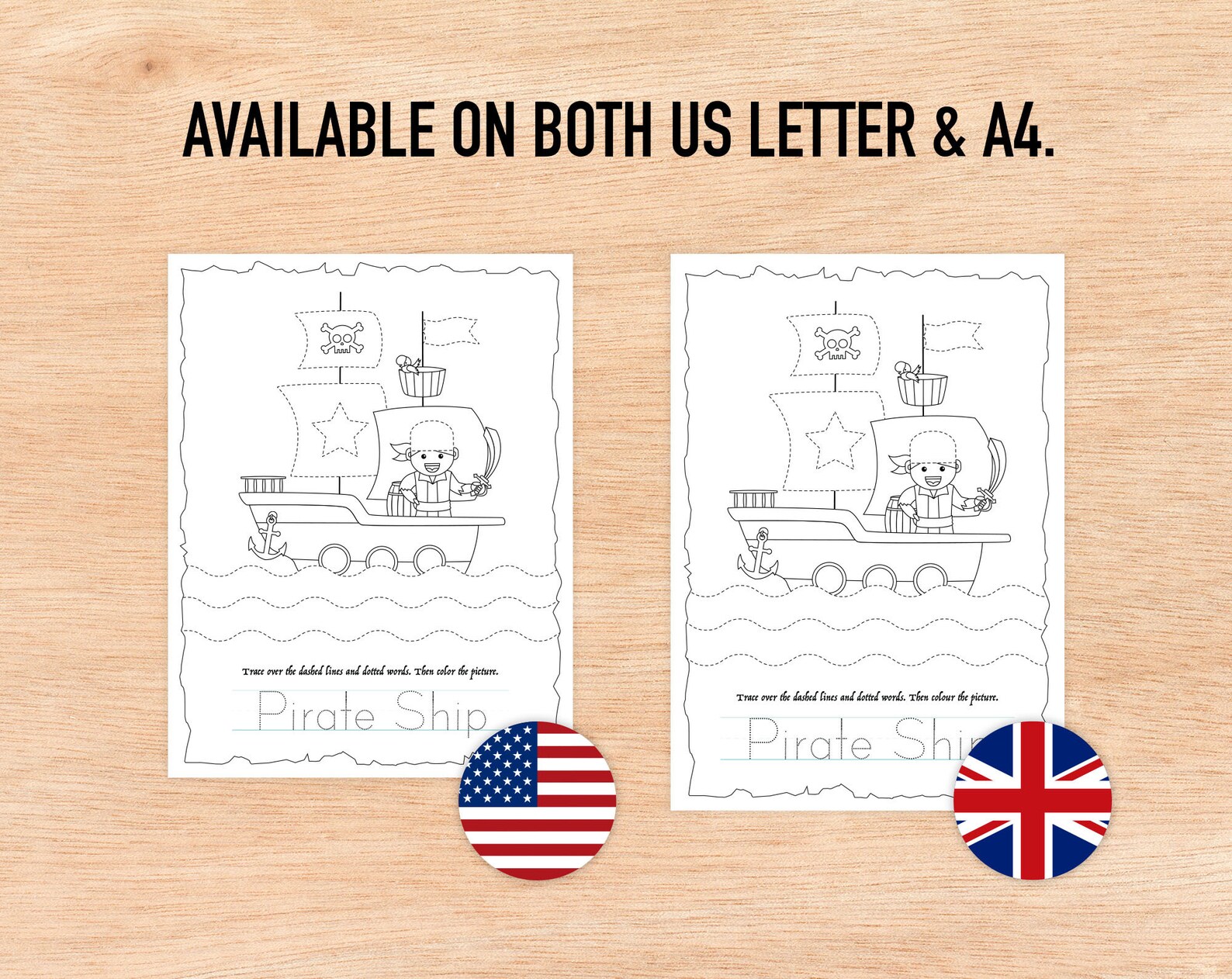 Pirate Handwriting Practice 8 Printable Tracing Worksheets - Etsy
