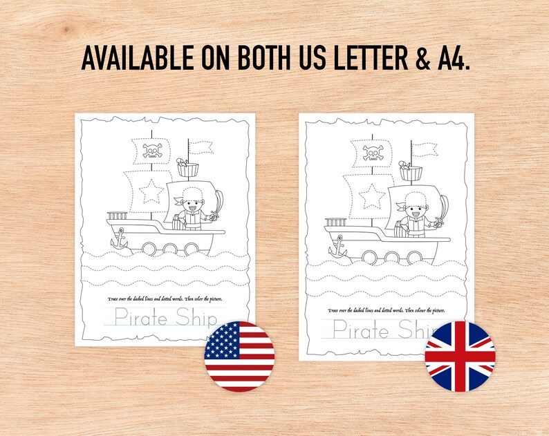 Pirate Handwriting Practice 8 Printable Tracing Worksheets - Etsy