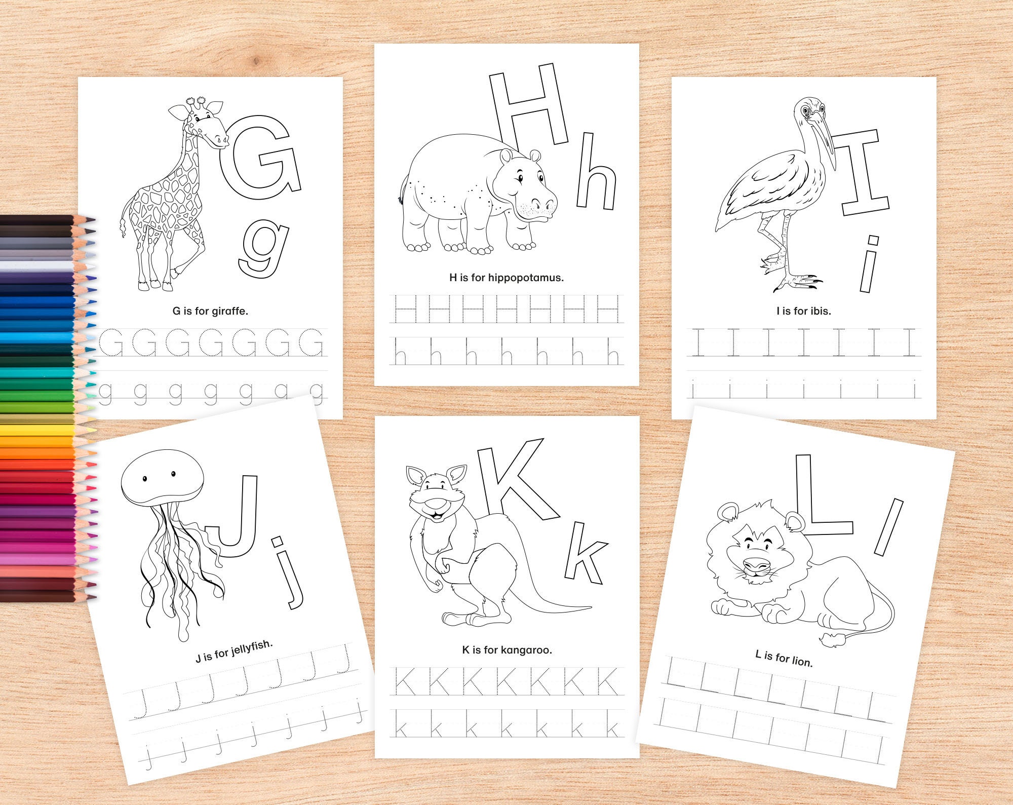A-Z Animal Alphabet Tracing & Coloring Worksheets 26 - Etsy