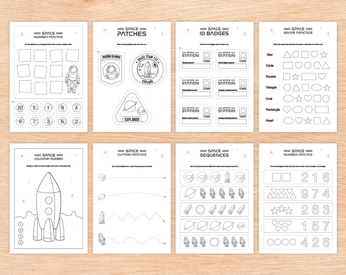 Space Preschool Worksheets and Activities Early Learning | Etsy