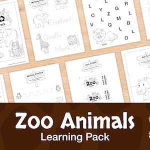 Zoo Animals Printable Preschool Learning Packet (25 Pages), Toddler ...