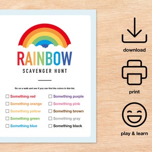 Rainbow Colors Scavenger Hunt, Toddler & Preschool Learning Game, Fun ...