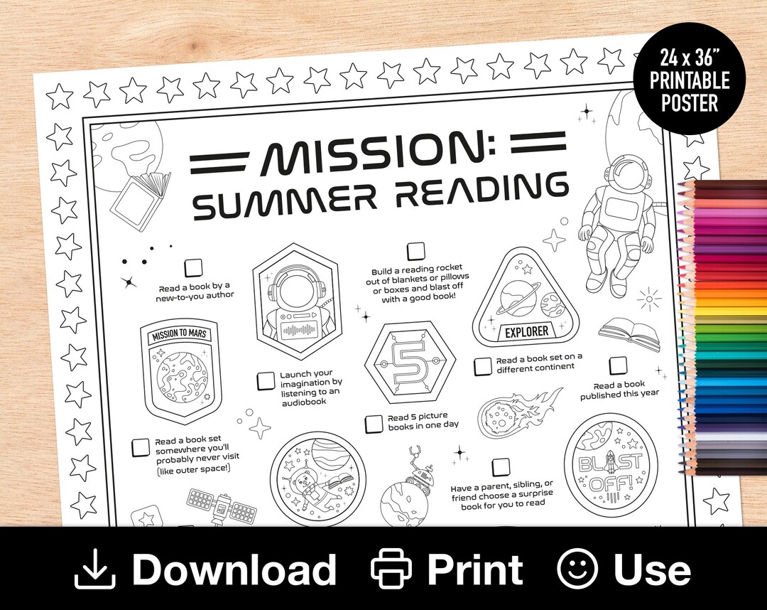 Printable Summer Reading Chart, 24x36" Poster Design, Creative Reading ...