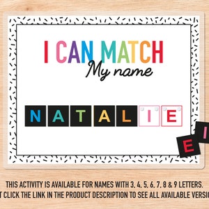 Editable Name Matching Activity (4 Letter Name): Early Learning ...