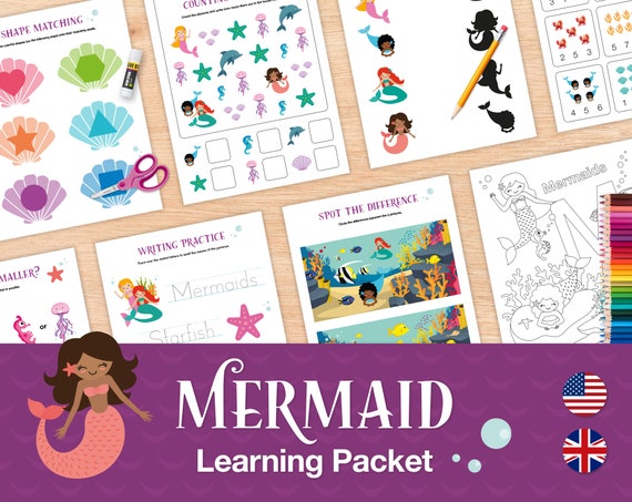 20 Mermaid themed Worksheets & Learning Activities Preschool | Etsy