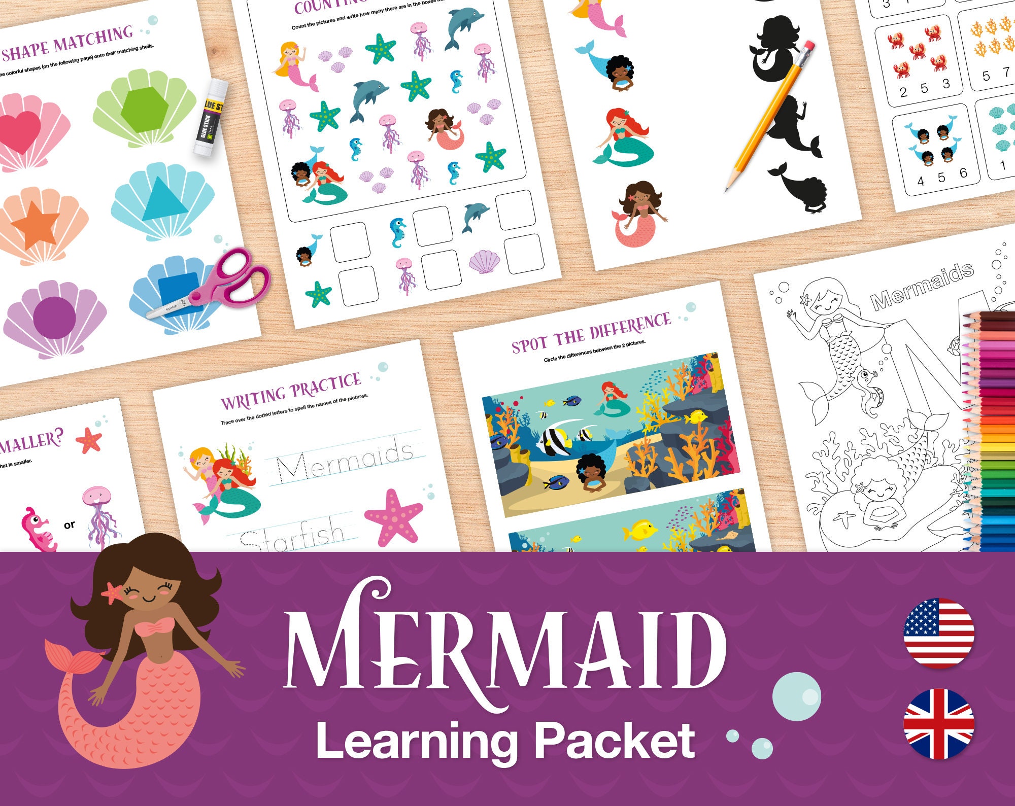 Mermaid Preschool Homeschool Folder for Girls Busy Binder - Etsy UK