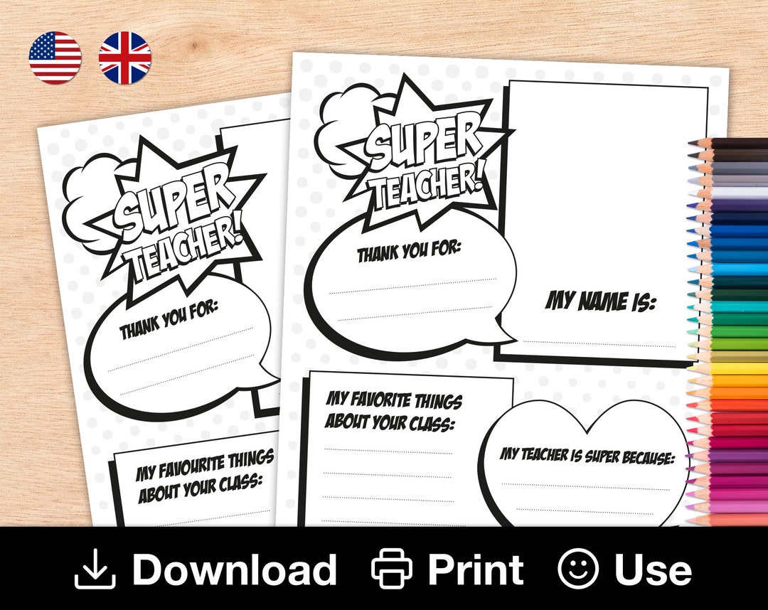 Thank You Super Teacher Printable Template, End of School Year, Class ...