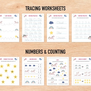Unicorn Themed Printable Learning Packet (30 Pages), Preschool Girl ...