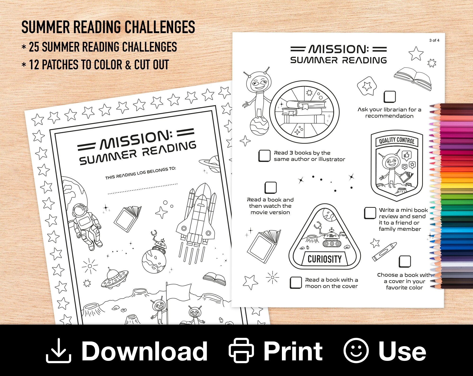 Summer Reading Challenges Log, Printable Space Themed Activity ...