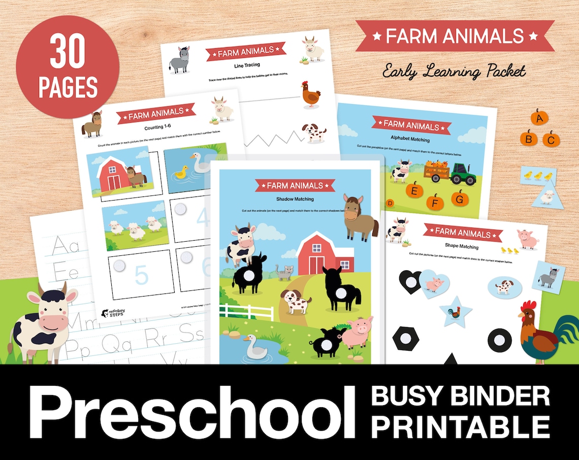 Farm Animals Themed Printable Busy Binder for Toddlers & - Etsy UK