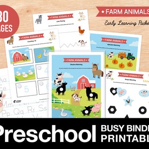 Farm Animals Themed Printable Busy Binder for Toddlers & Preschool Kids ...