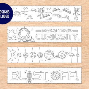 Color Your Own Bookmarks, Printable DIY Bookmarks, Space Themed Reading ...