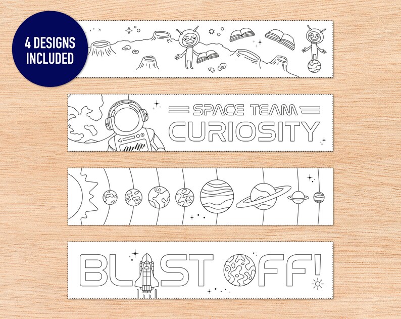 Color Your Own Bookmarks, Printable DIY Bookmarks, Space Themed Reading ...