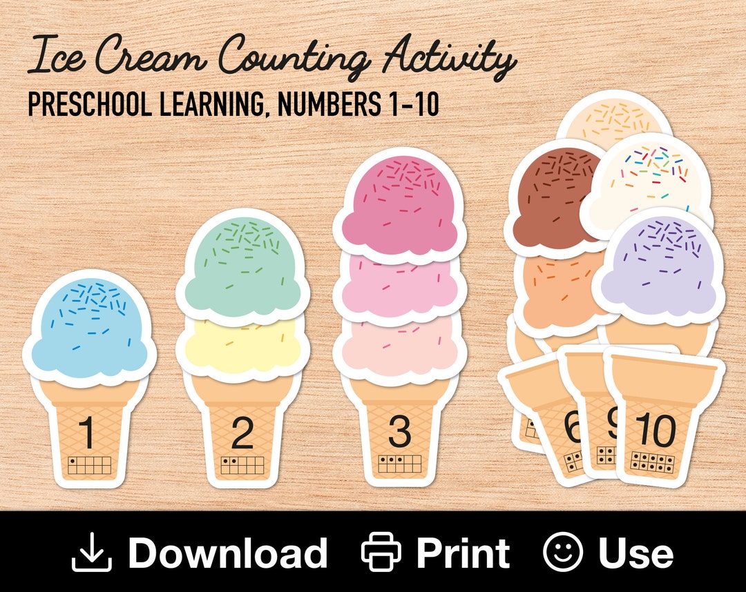 Ice Cream Counting Activity: Preschool Number Learning (digital ...