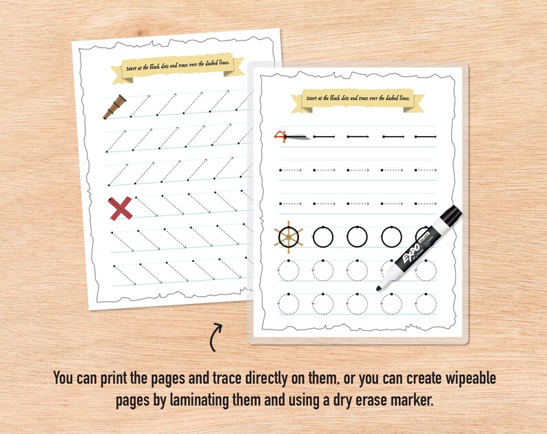 Pirate Handwriting Practice 8 Printable Tracing Worksheets - Etsy