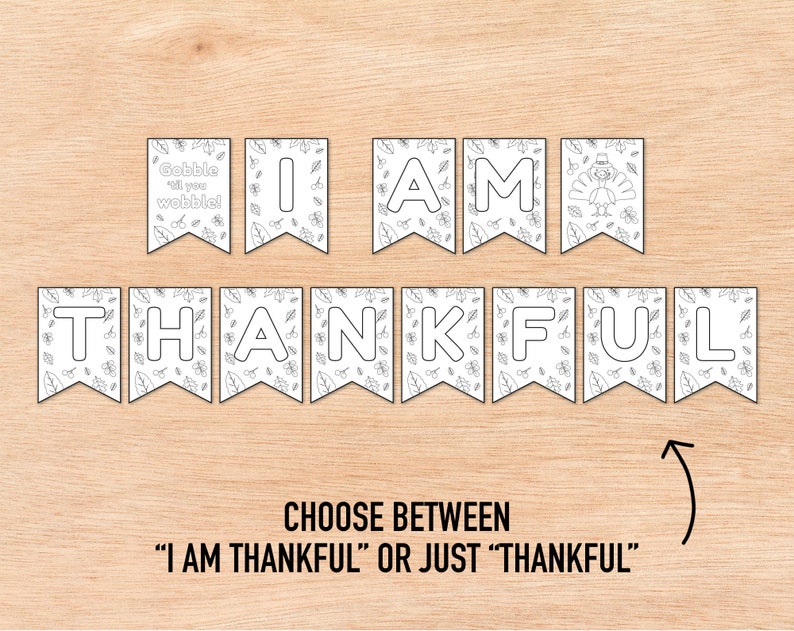 Kids Thanksgiving Activity, Color Your Own Printable Banner, I Am ...