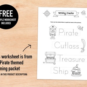 Pirate Themed Math Worksheets for Kindergarten or Preschool Kids, Basic ...