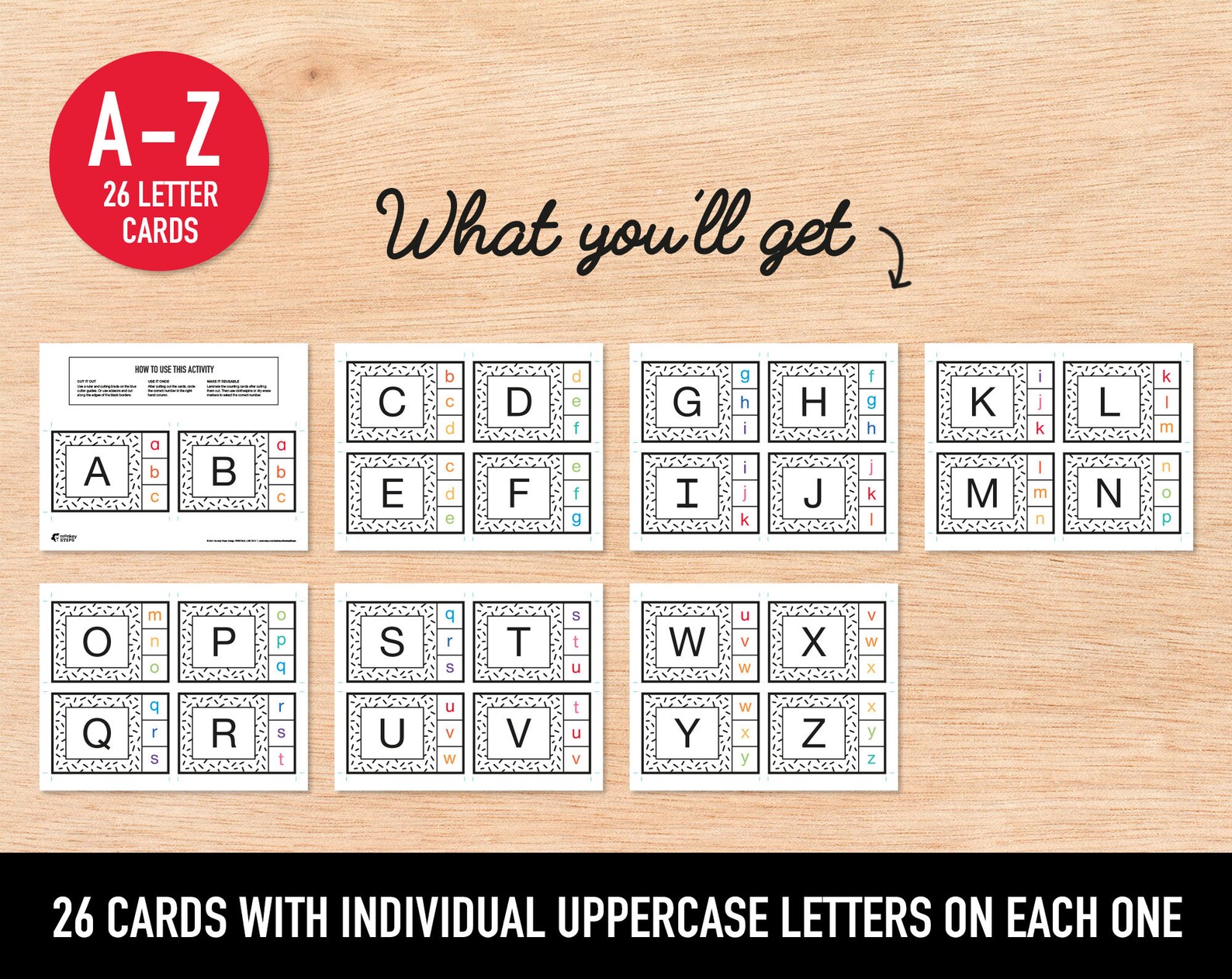 26 Printable Alphabet Matching Cards, A-Z Uppercase & Lowercase Letter ...